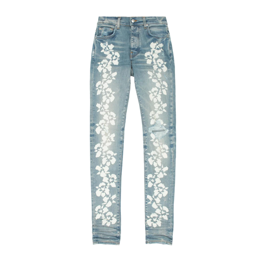 Hibiscus Stencil Jean Light Indigo – Grandeur